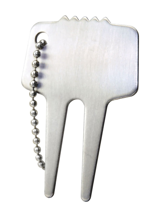 Brushed stainless steel divot repair tool comes with a convenient ...